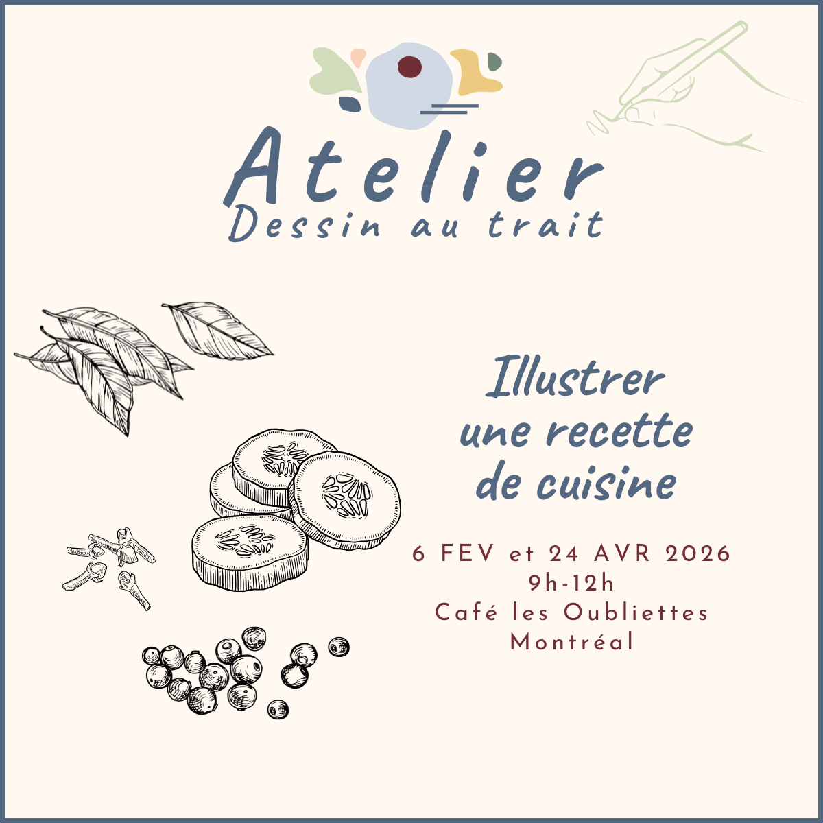 ATELIERS : Dessin au trait | Illustrer une recette de cuisine – Artémaï